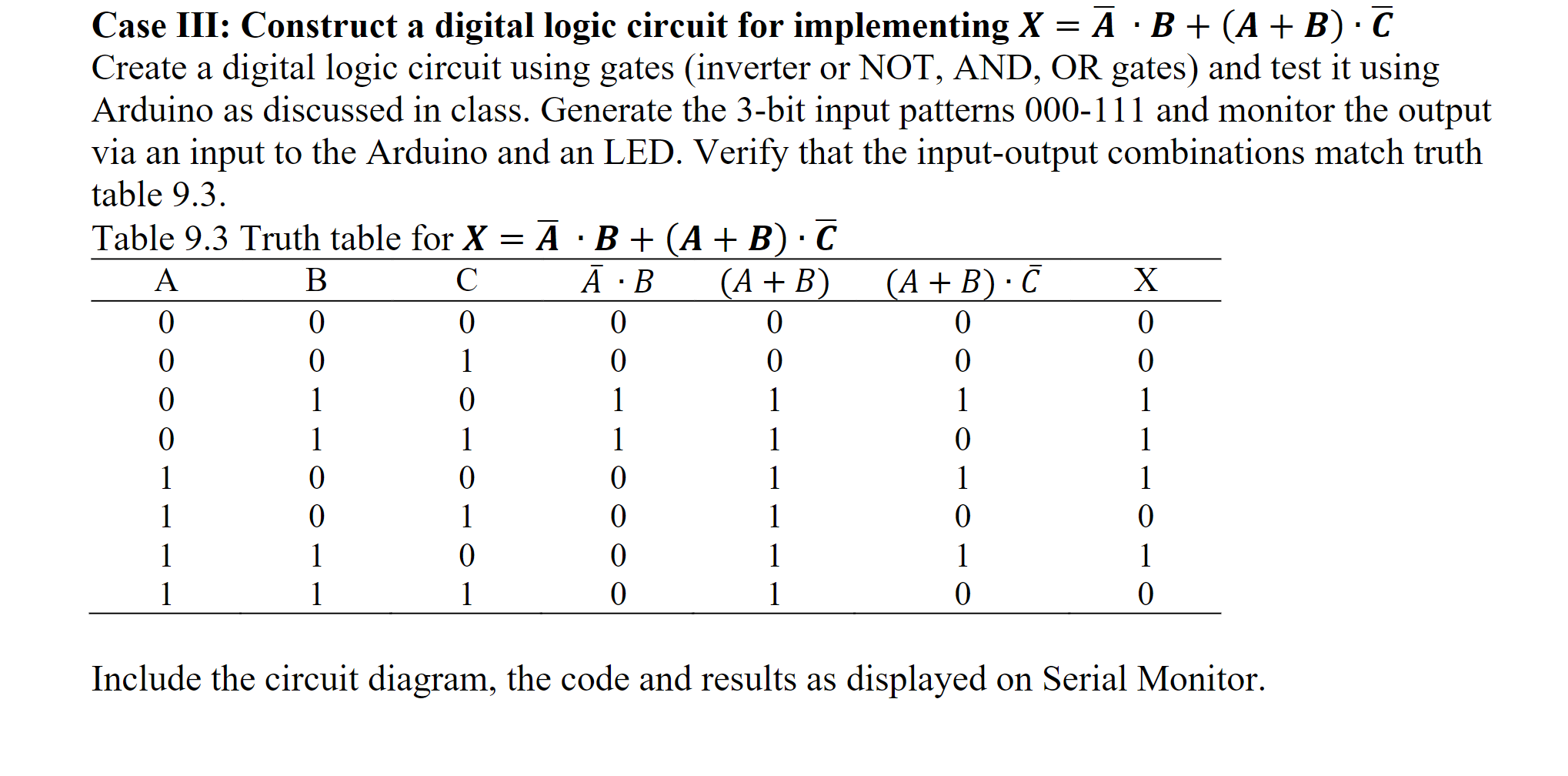 Case III: Construct a digital logic circuit for | Chegg.com