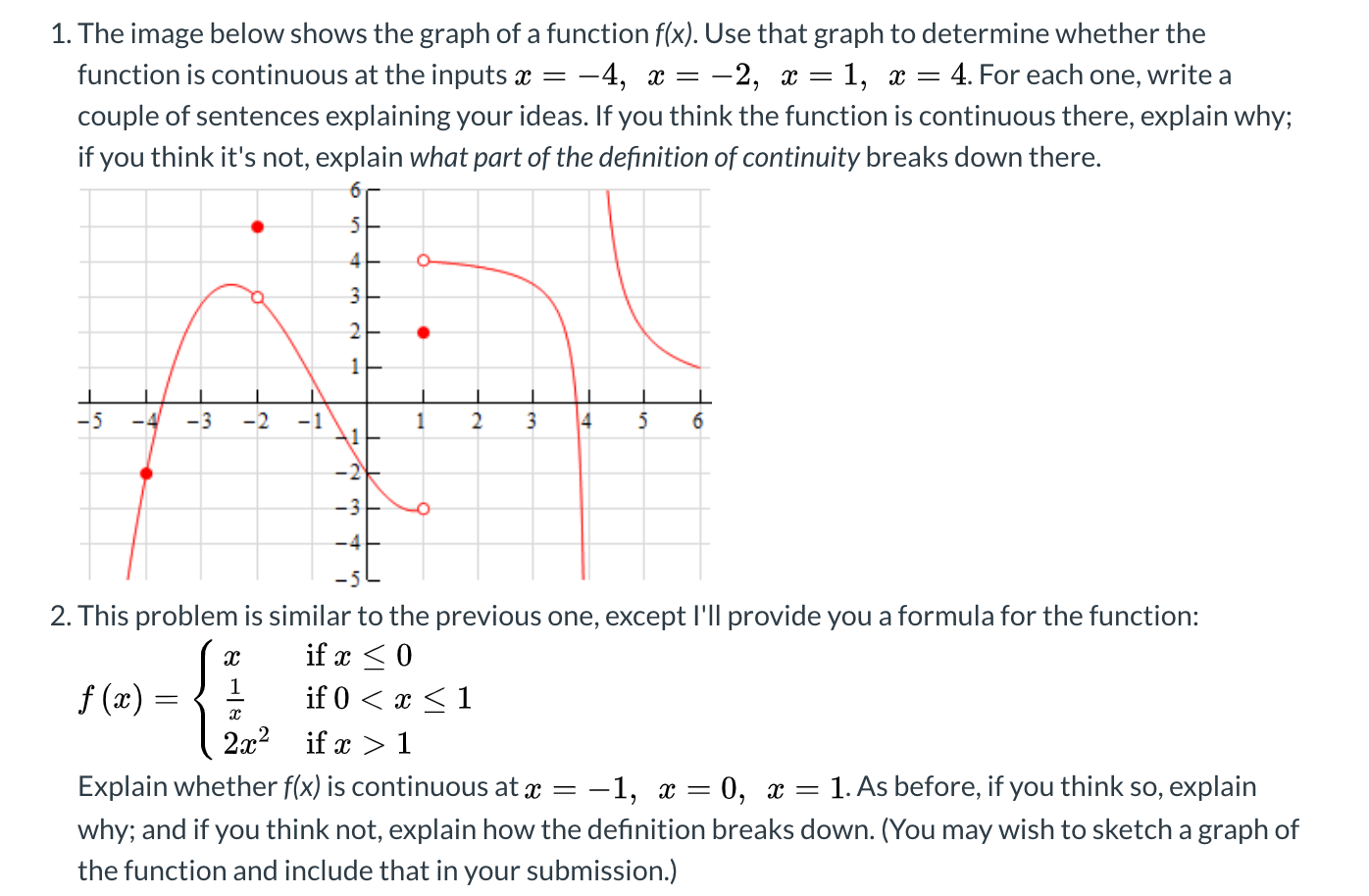 Solved 1. The image below shows the graph of a function | Chegg.com