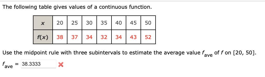 Solved The following table gives values of a continuous | Chegg.com