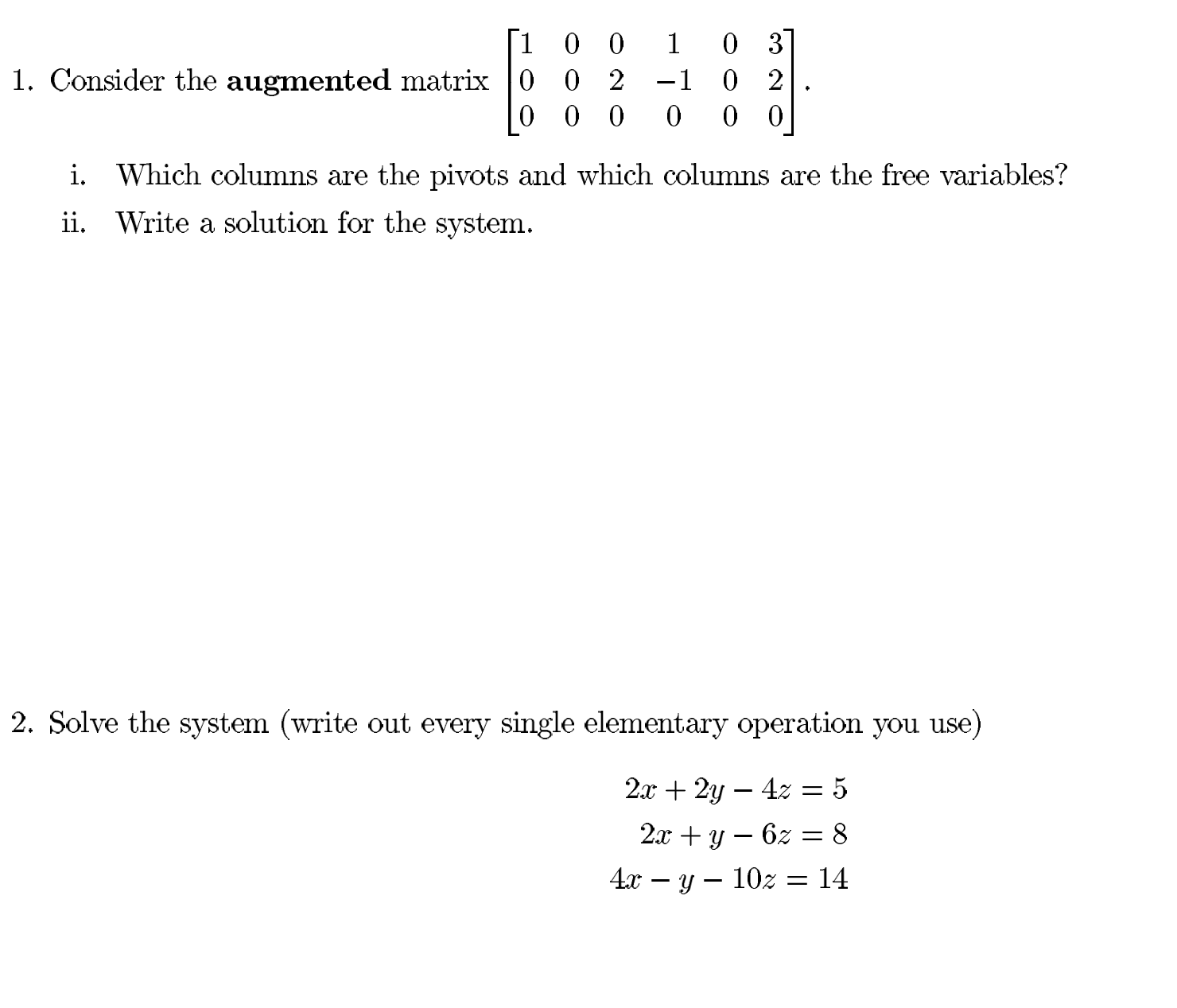 Solved 1. Consider the augmented matrix | Chegg.com