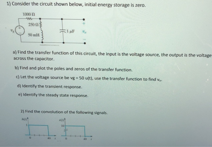 Solved 1) Consider the circuit shown below, initial energy | Chegg.com