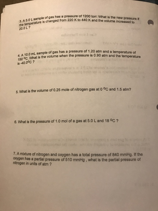 Solved Exercise Gas Laws Lab day I time Name Gas Laws | Chegg.com