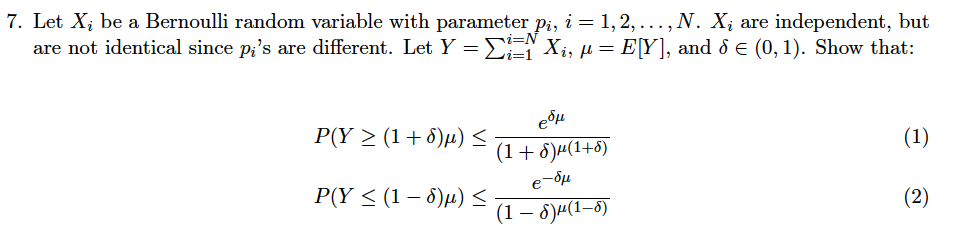 Solved 7. Let Xi be a Bernoulli random variable with | Chegg.com