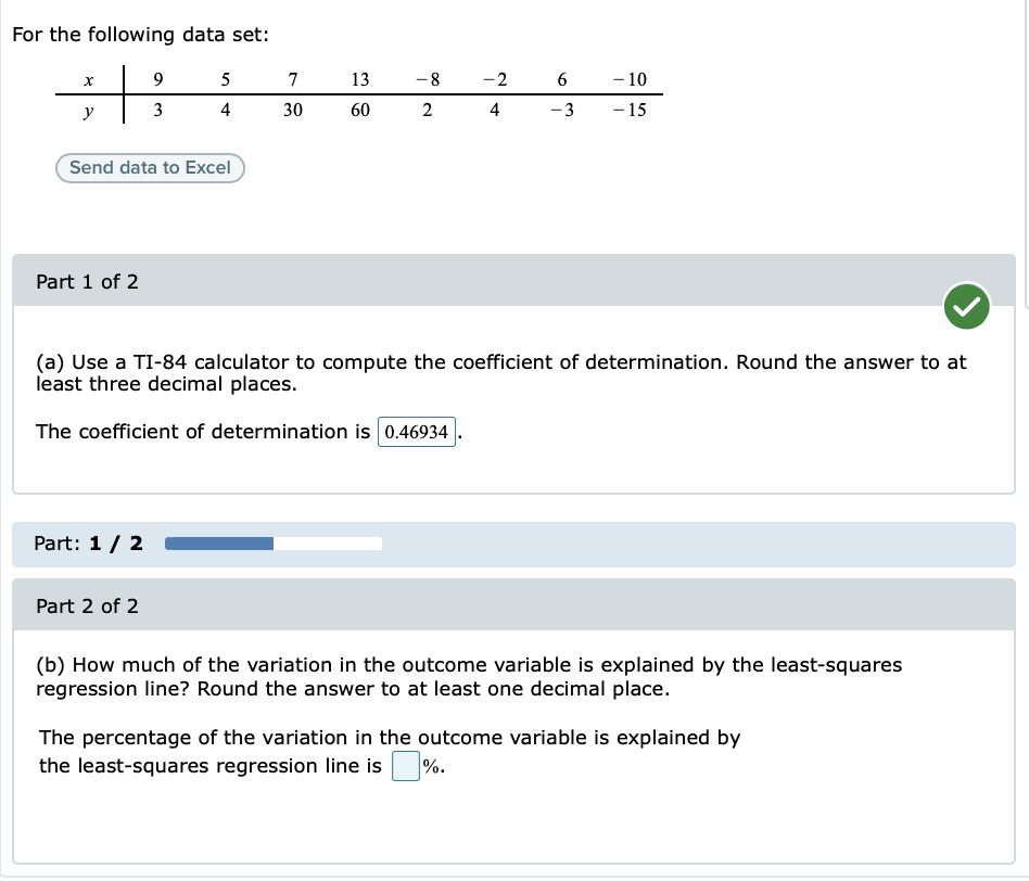 Solved For the following data set: -8 + 9 3 5 4 7 30 13 60 | Chegg.com