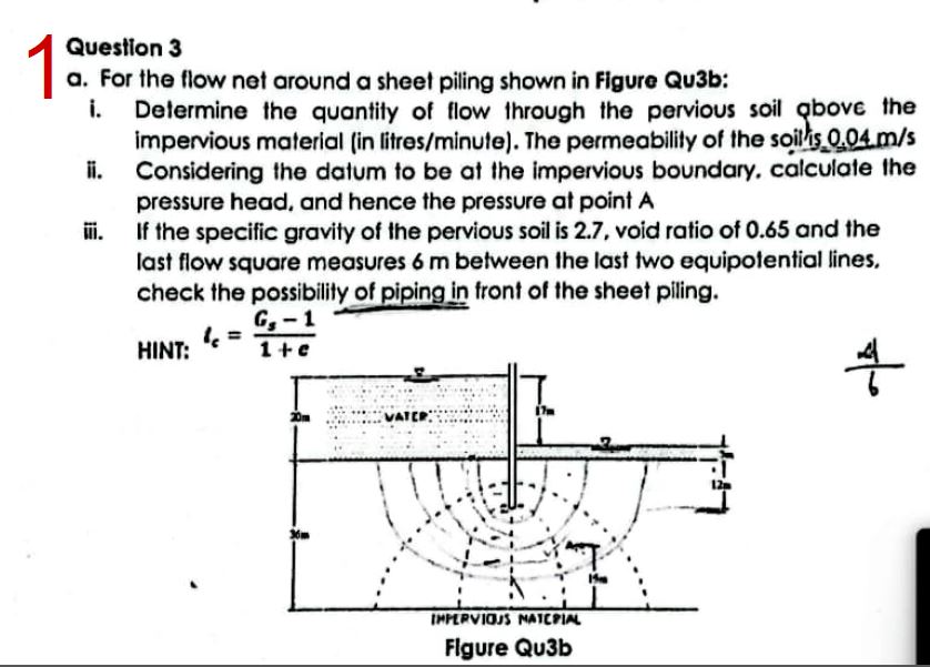 Solved Question 3 ﻿a. ﻿For the flow net around a sheet | Chegg.com