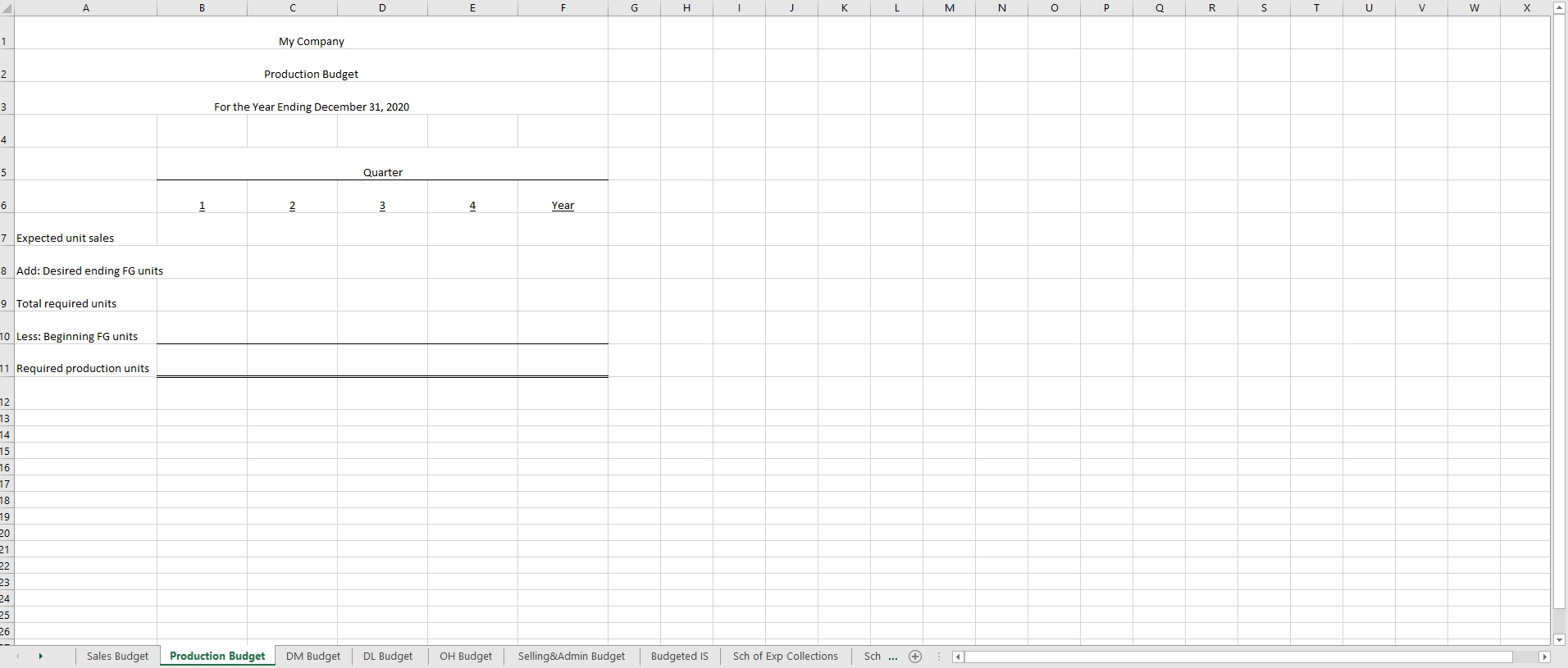Solved Instruction: Complete a Master Budget in Excel using | Chegg.com