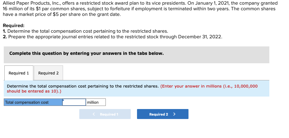 Solved Allied Paper Products, Inc., offers a restricted | Chegg.com