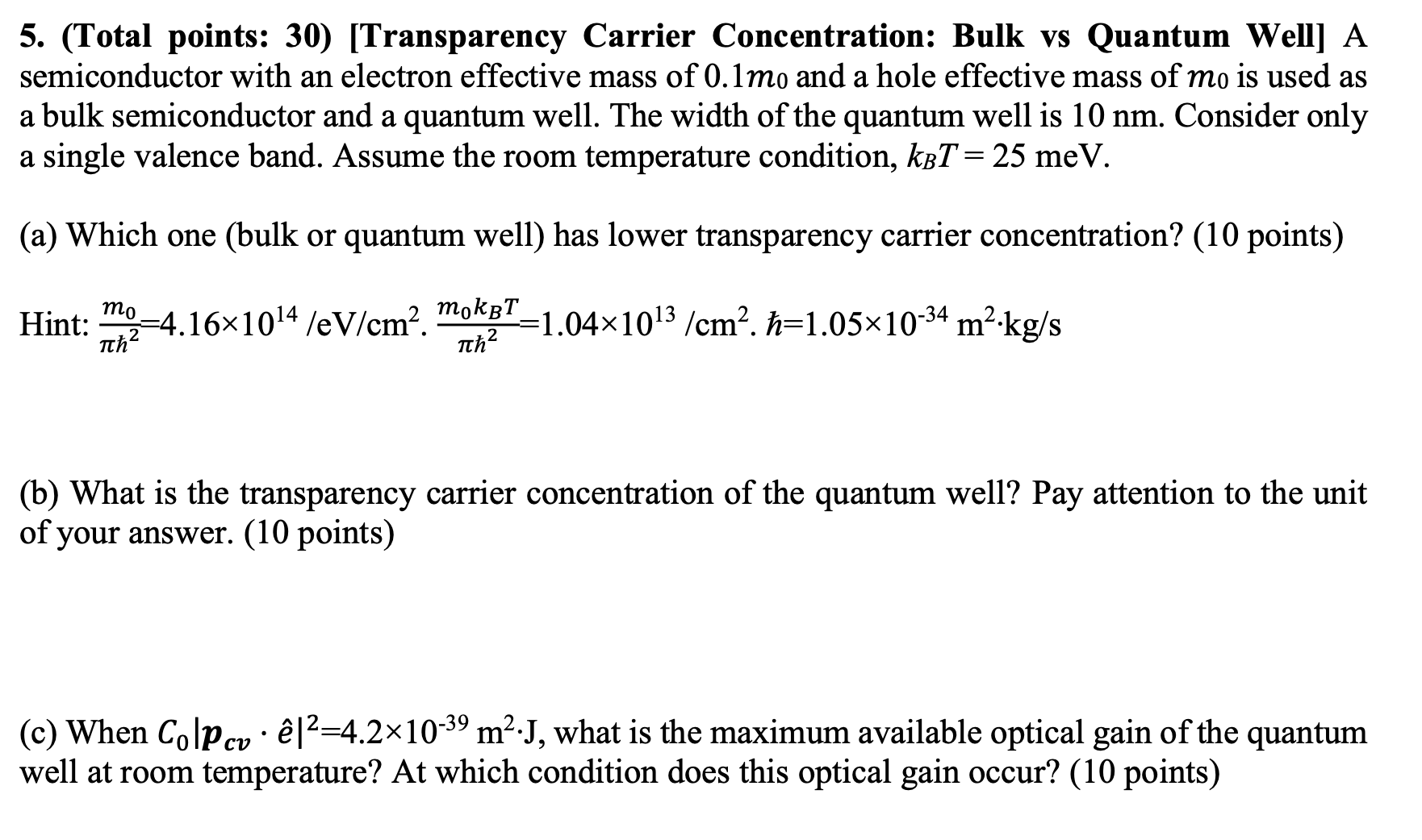 Solved [Transparency Carrier Concentration: Bulk vs Quantum | Chegg.com