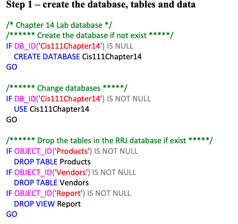 Solved /********* Create the Necessary tables in the RRJ | Chegg.com
