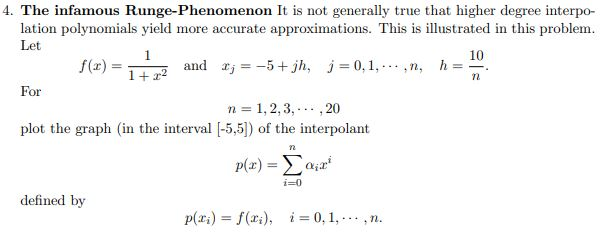 4. The infamous Runge-Phenomenon It is not generally | Chegg.com