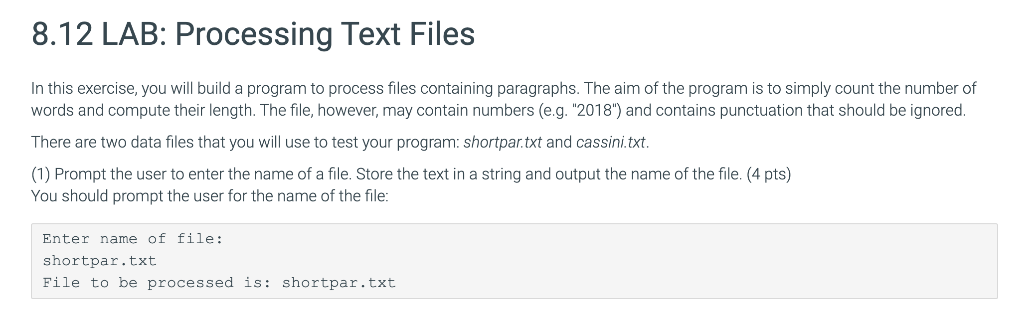 Solved 8.12 LAB: Processing Text Files In this exercise, you | Chegg.com
