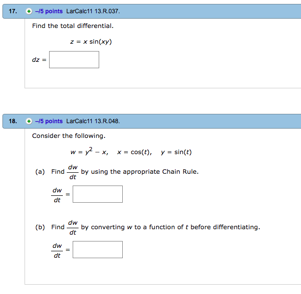Solved 17. -15 points LarCalc11 13.R.037 Find the total | Chegg.com Solved 17. -15 points LarCalc11 13.R.037 Find the total | Chegg.com