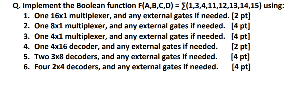 Solved Q Implement The Boolean Function Fabcd 5501