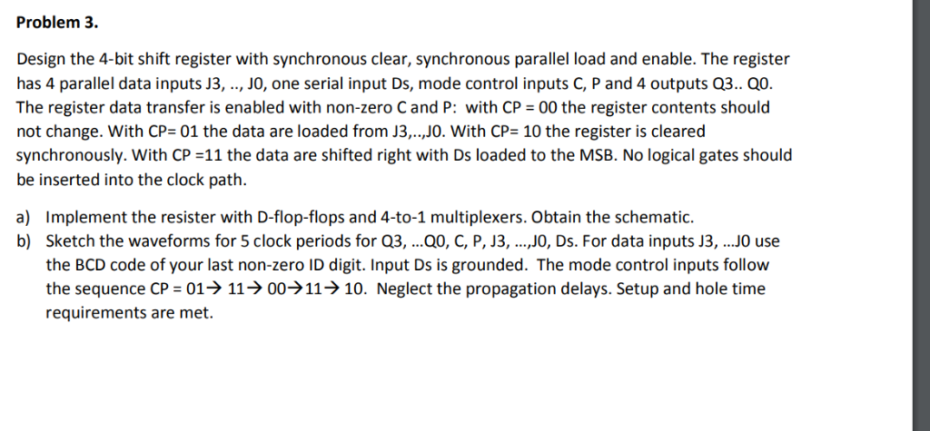 Solved Design the 4-bit shift register with synchronous | Chegg.com