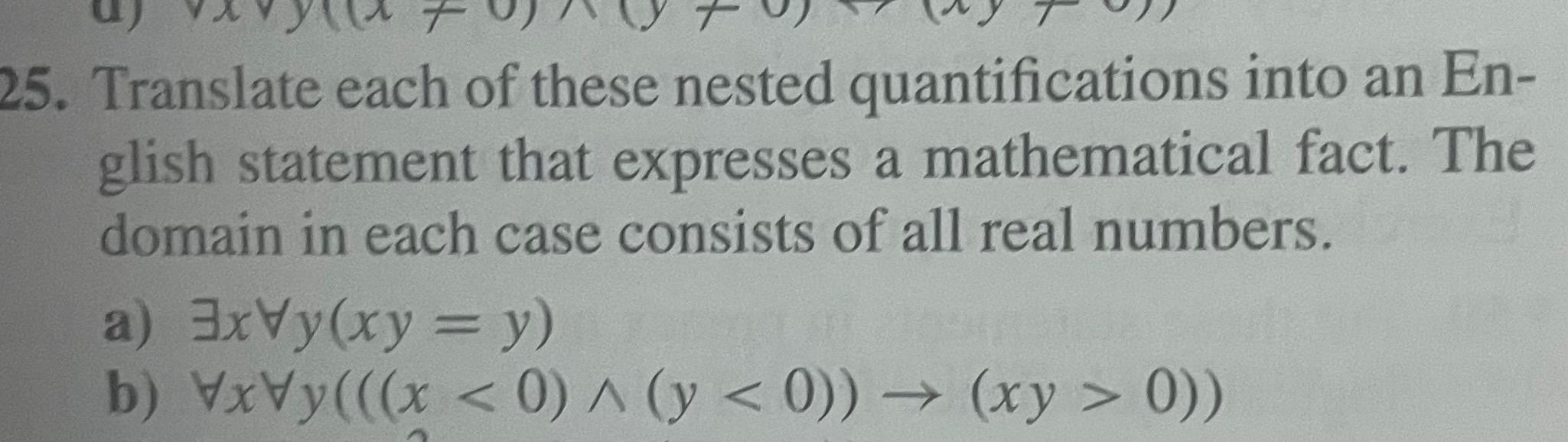 Solved 7 25. Translate each of these nested quantifications | Chegg.com
