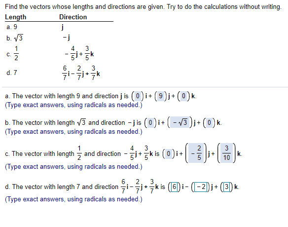 Solved a. 9 Find the vectors whose lengths and directions | Chegg.com