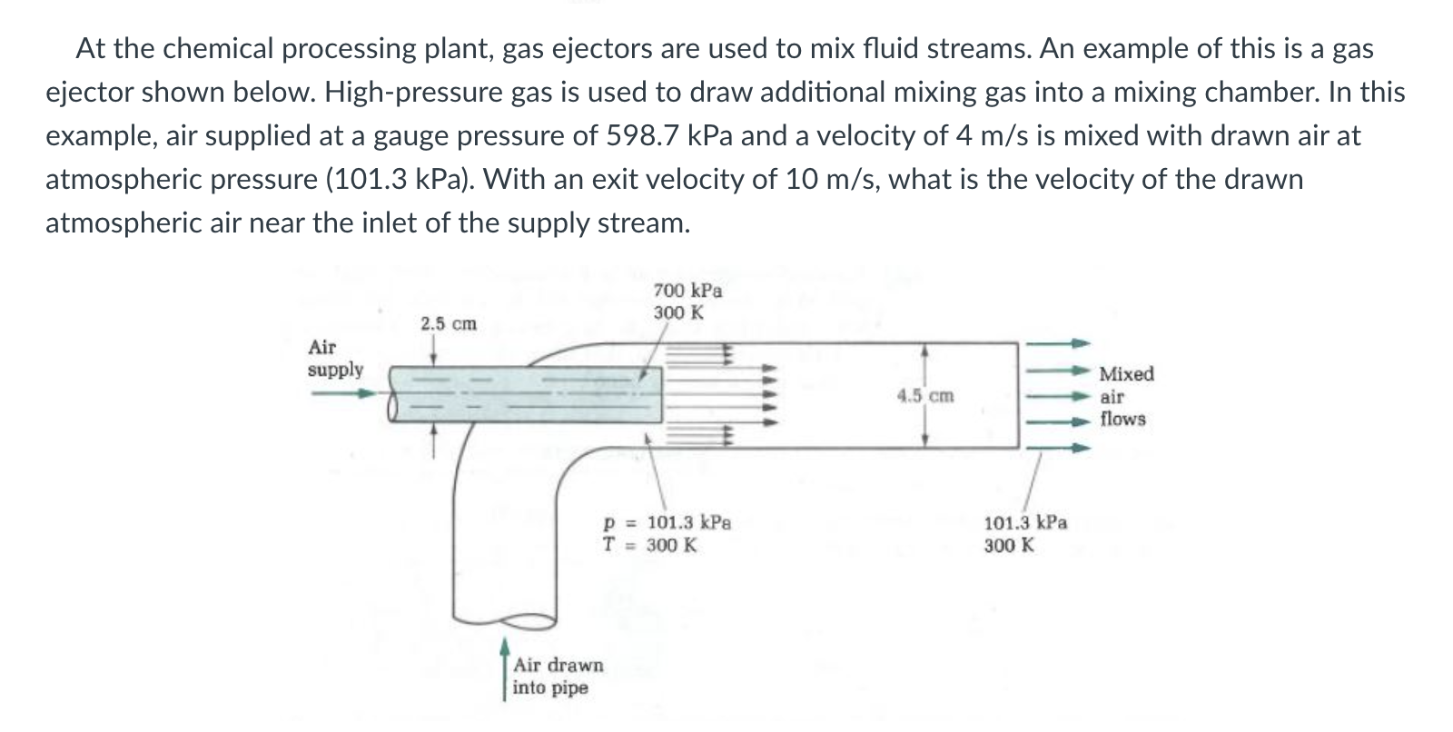 Solved At the chemical processing plant, gas ejectors are | Chegg.com