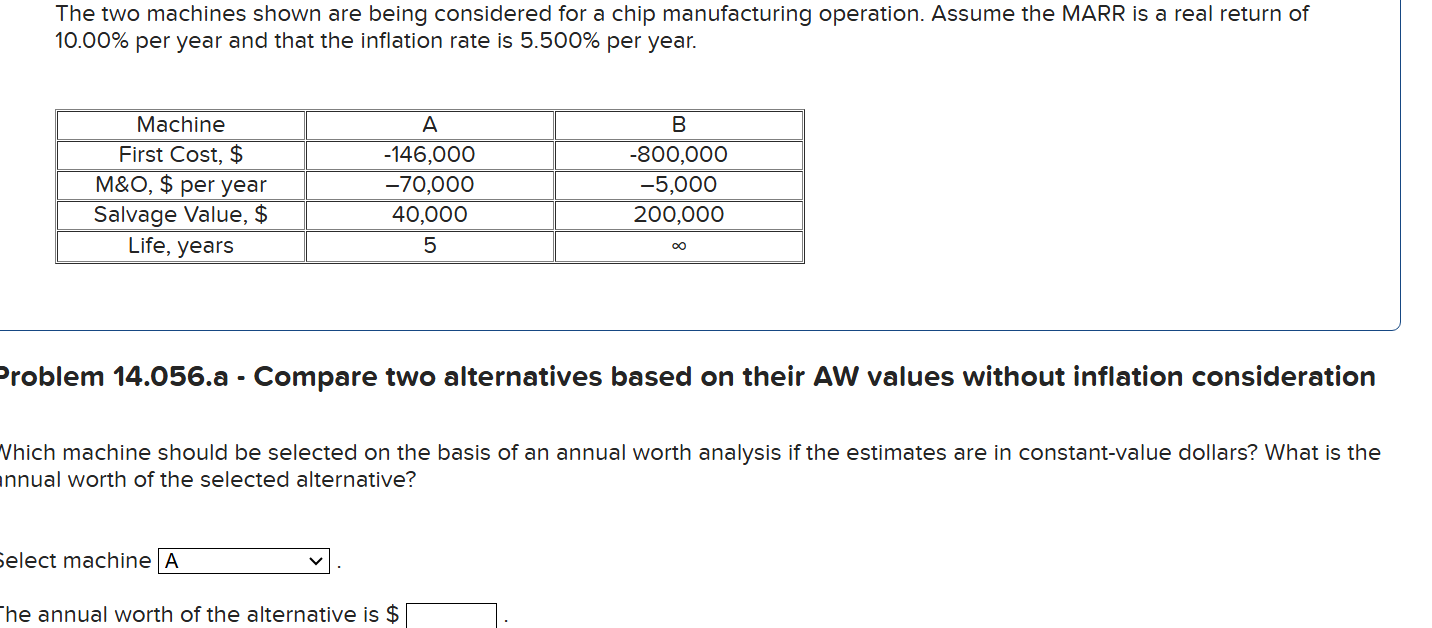 Solved roblem 14.056.a - ﻿Compare two alternatives based on | Chegg.com