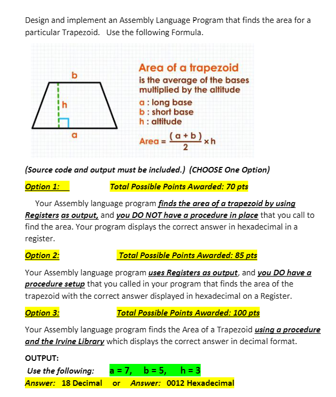 Solved Design and implement an Assembly Language Program | Chegg.com