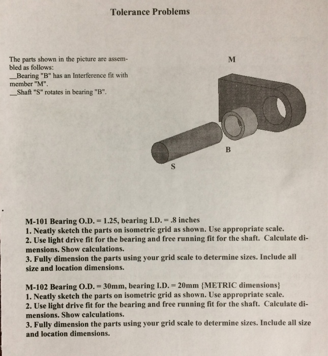 Tolerance Problems The parts shown in the picture are | Chegg.com