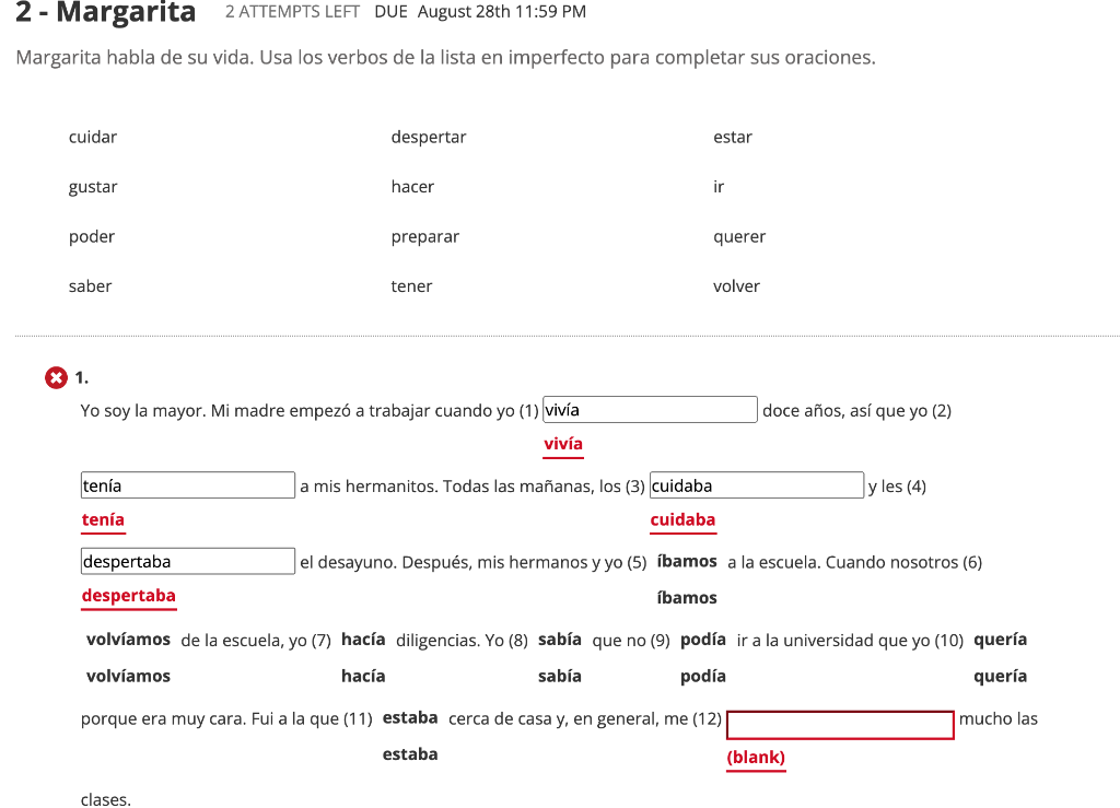 Solved Margarita habla de su vida. Usa los verbos de la | Chegg.com