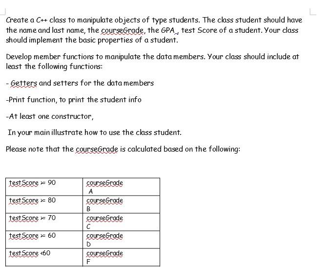 Solved Create a C++ class to manipulate objects of type | Chegg.com
