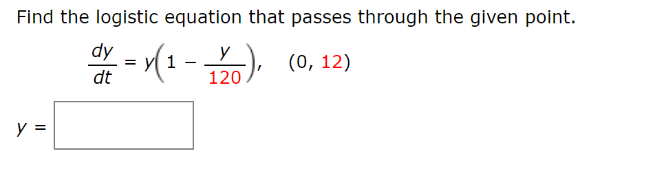 Solved Find the logistic equation that passes through the | Chegg.com