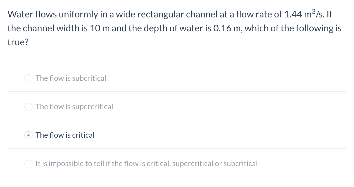 Solved Water flows uniformly in a wide rectangular channel | Chegg.com
