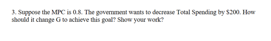 Solved Suppose the MPC is 0.8 . ﻿The government wants to | Chegg.com