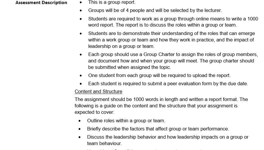 Solved Assessment Description This is a group report. Groups | Chegg.com