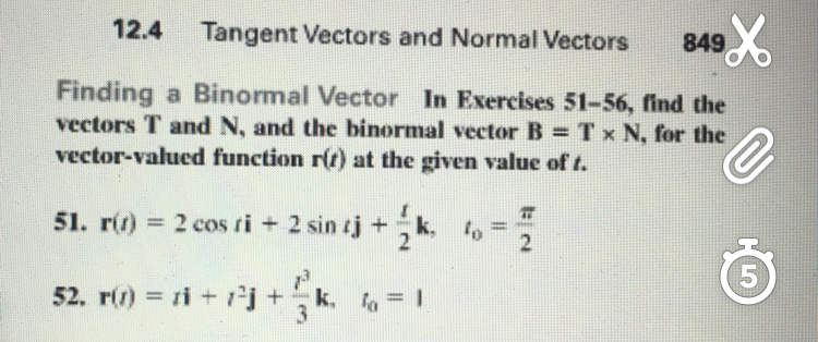 Solved 12.4 Tangent Vectors and Normal Vectors 849 Finding a | Chegg.com
