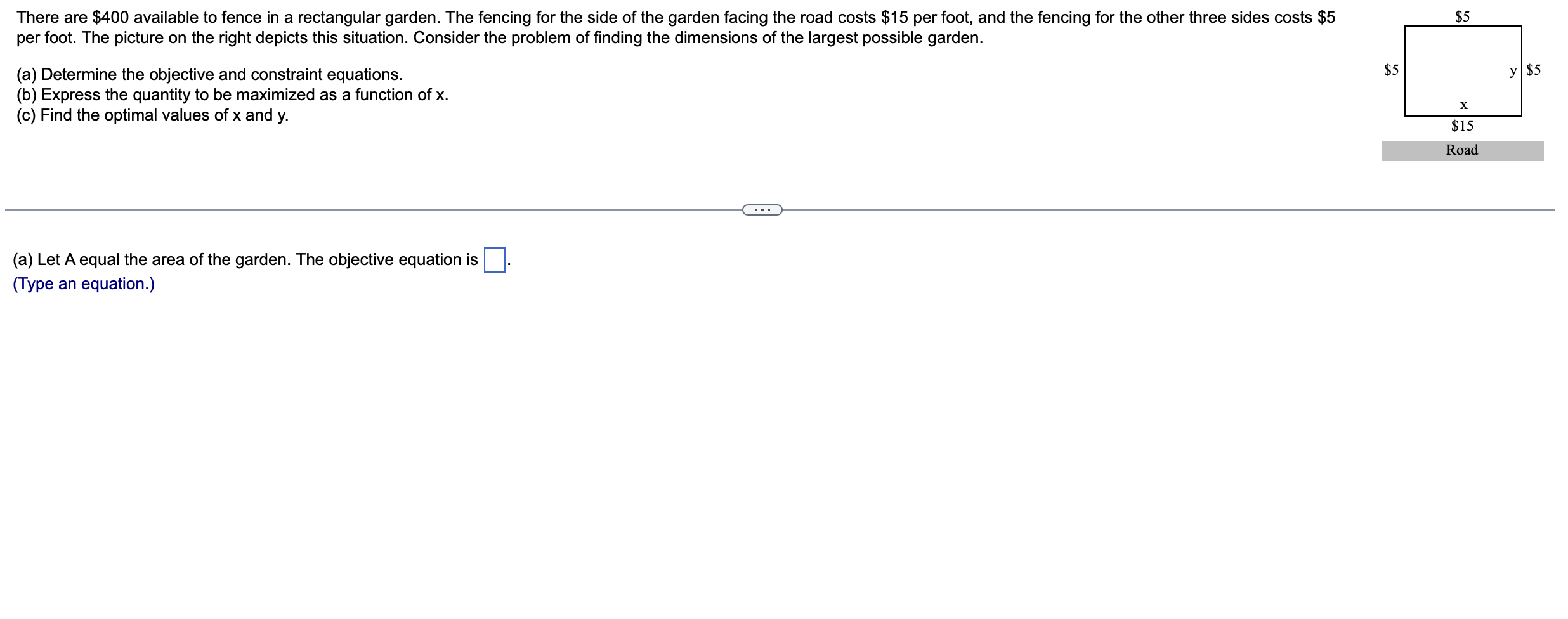 Solved There are $400 available to fence in a rectangular | Chegg.com