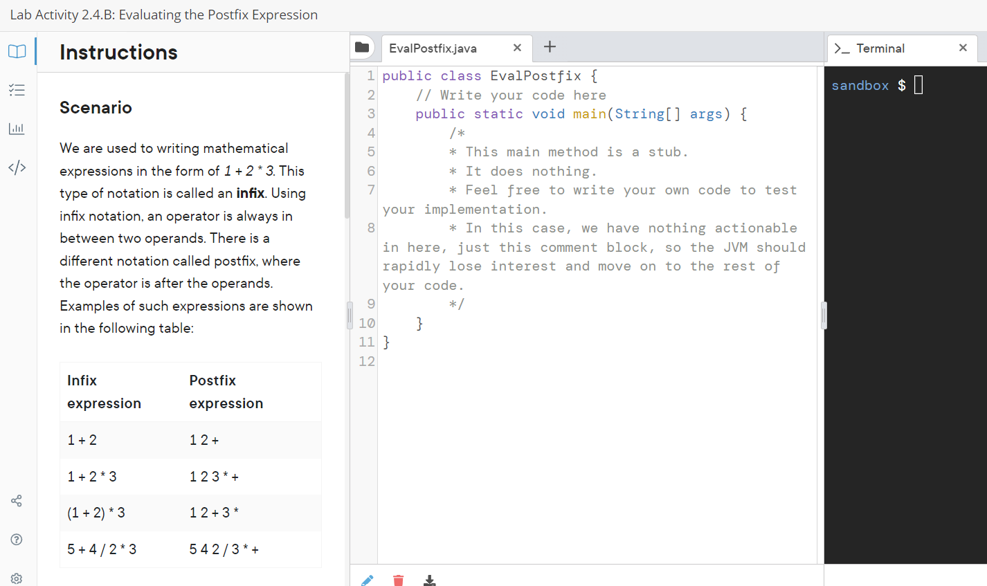Solved Aim Implement an algorithm that accepts a postfix | Chegg.com