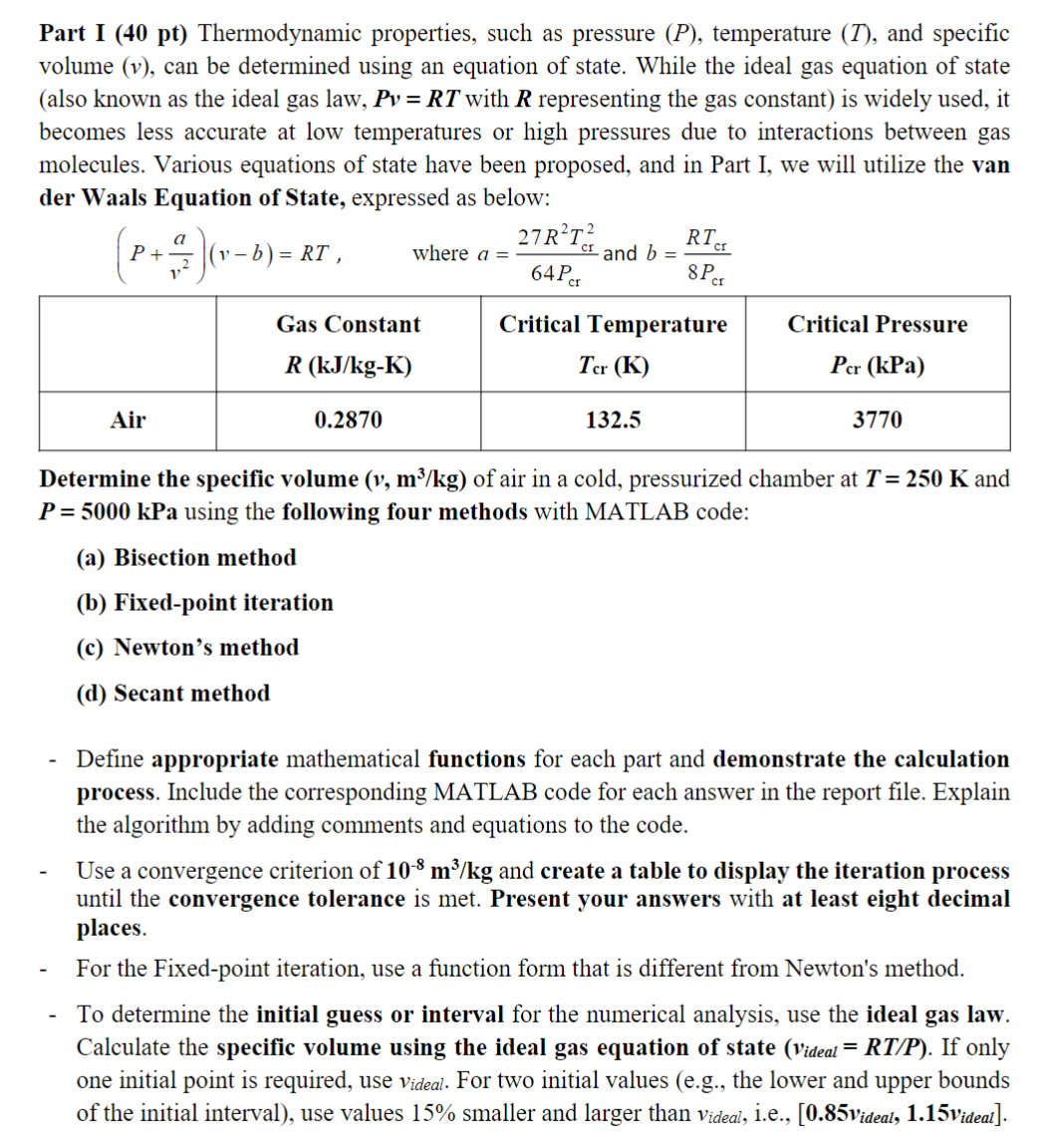 Solved Part I (40 ﻿pt) ﻿Thermodynamic properties, such as | Chegg.com