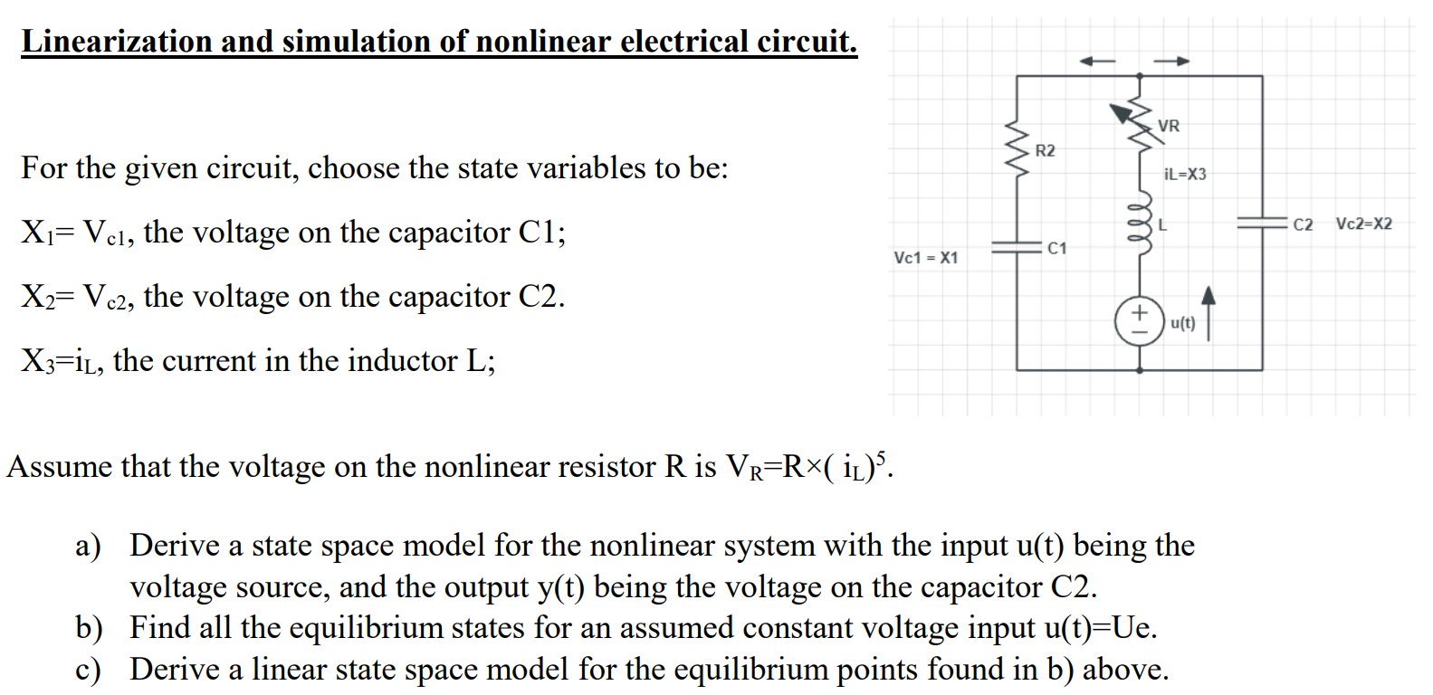 Solved Linearization And Simulation Of Nonlinear Electrical