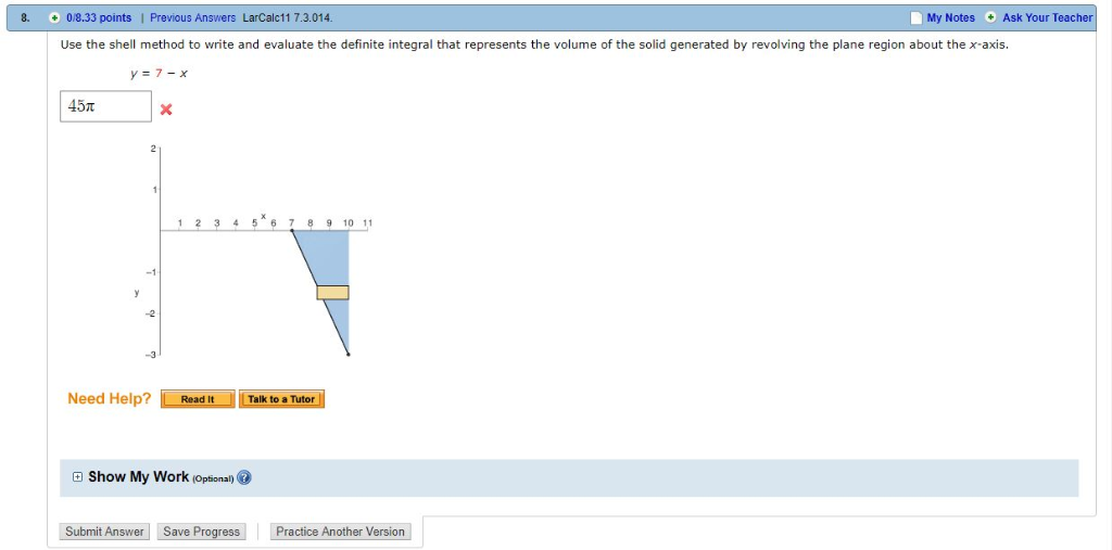 Solved Use the shell method to write and evaluate the | Chegg.com