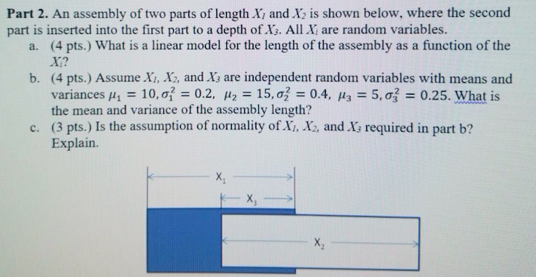 Solved Part 2. An assembly of two parts of length X and X2 | Chegg.com