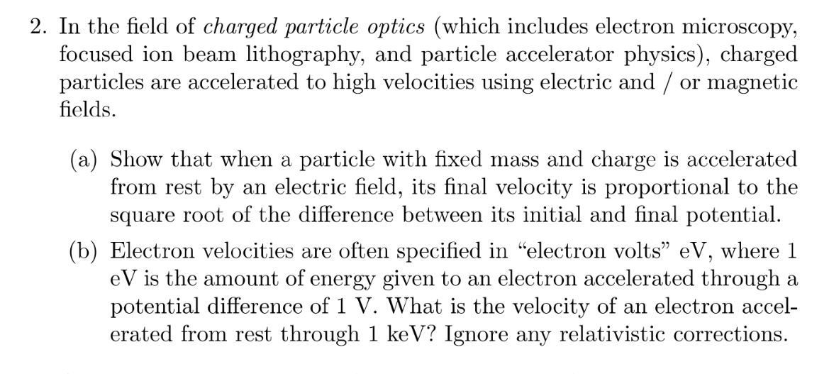 Solved 2. In the field of charged particle optics (which | Chegg.com