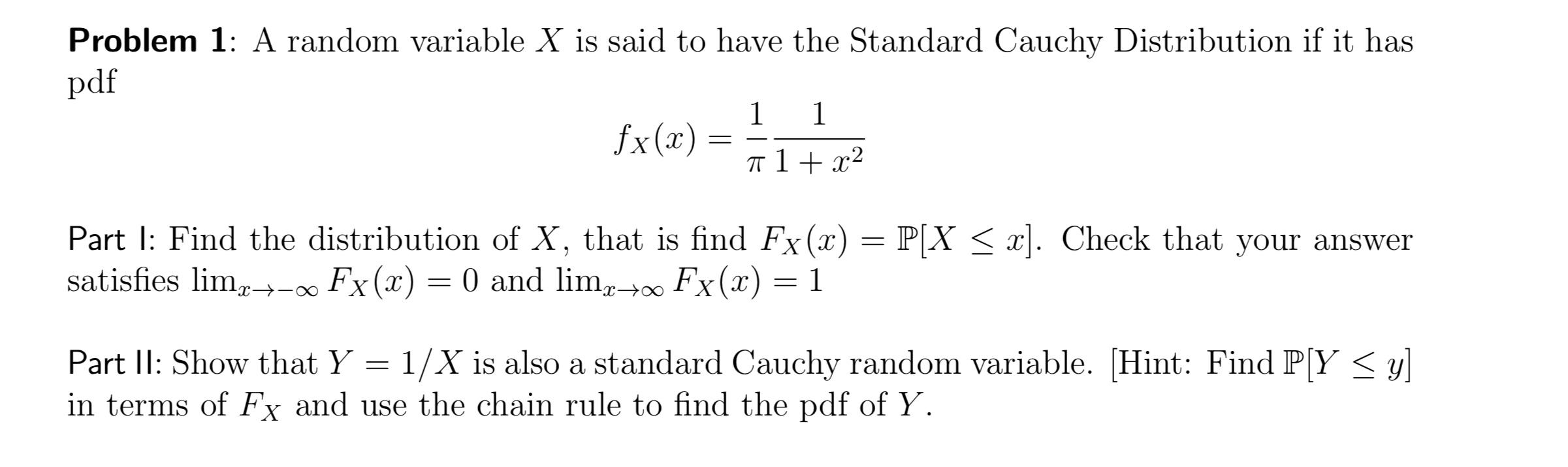 Solved Problem 1 A Random Variable X Is Said To Have The