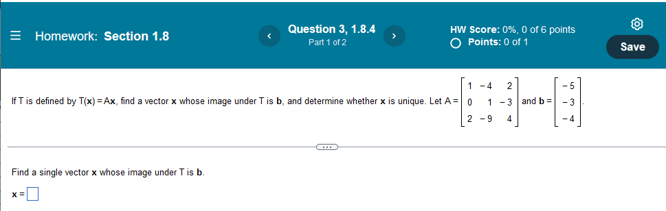 Solved Homework: Section 1.8 Question 3, 1.8.4 Part 1 of 2 | Chegg.com