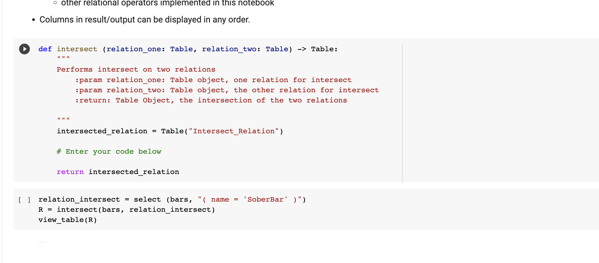 Solved - other relational operators implemented in this | Chegg.com