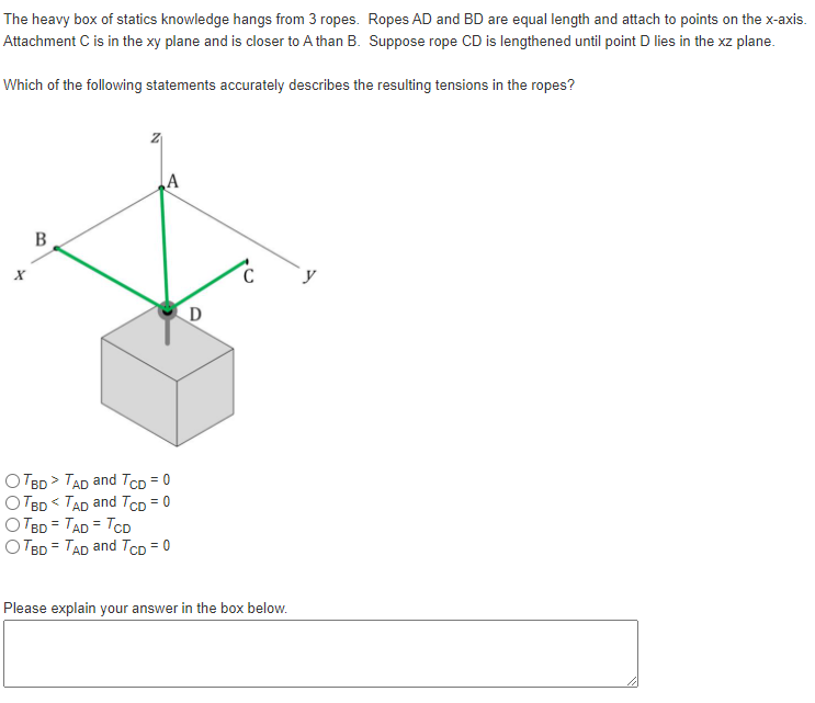 Solved The heavy box of statics knowledge hangs from 3 | Chegg.com