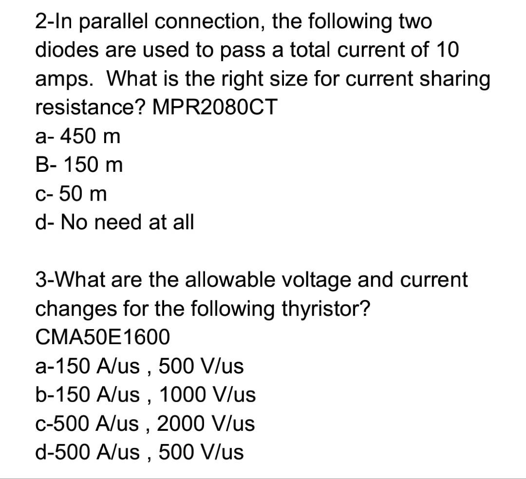 2-In parallel connection, the following two diodes | Chegg.com