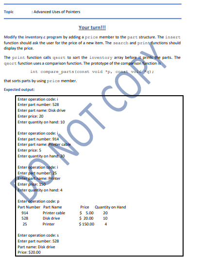 Modify The Inventory C Program By Adding A Price