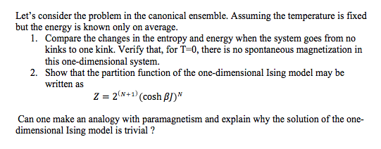 Solved One-dimensional Ising model A one-dimensional lattice | Chegg.com