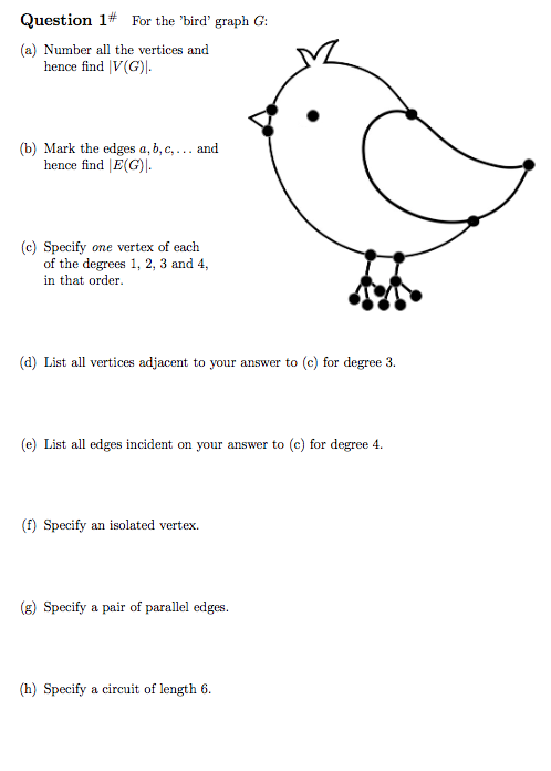 Solved Question 1# For the 'bird' graph G: (a) Number all | Chegg.com