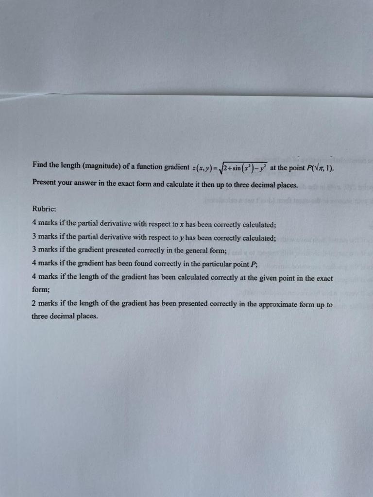 Solved Find the length (magnitude) of a function gradient | Chegg.com