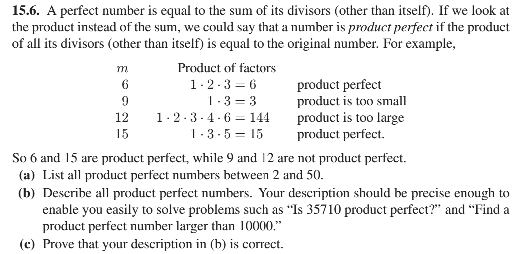 Solved т 15.6. A perfect number is equal to the sum of its | Chegg.com
