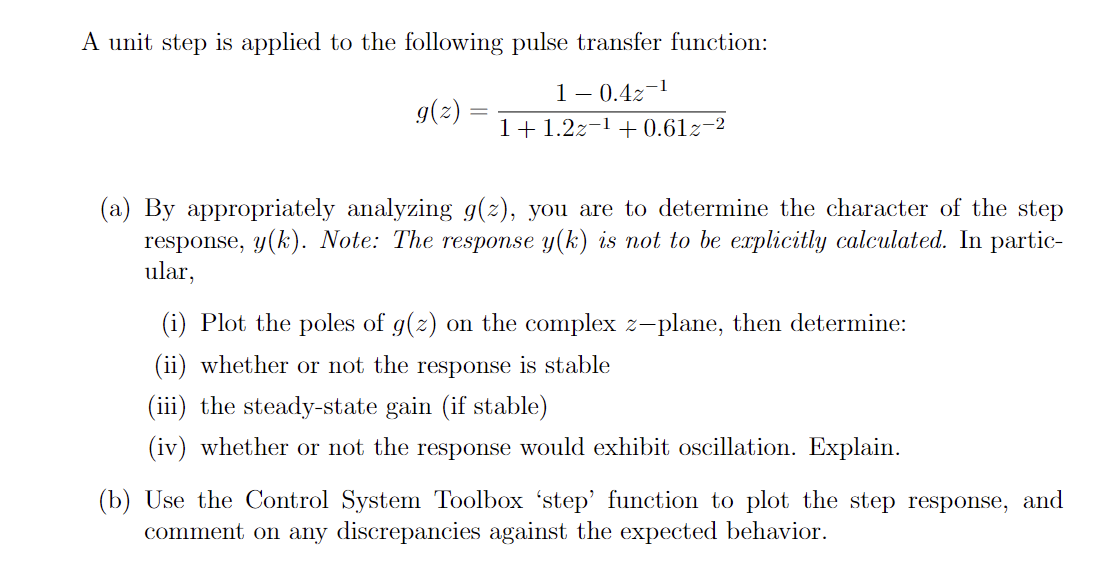 Solved A unit step is applied to the following pulse | Chegg.com