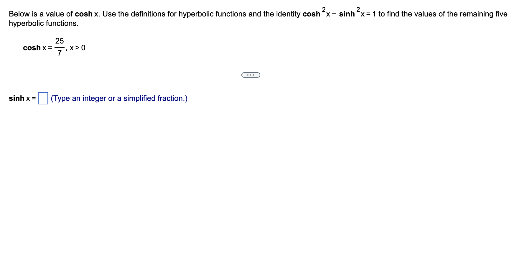 Solved 2 Below is a value of cosh x. Use the definitions for | Chegg.com